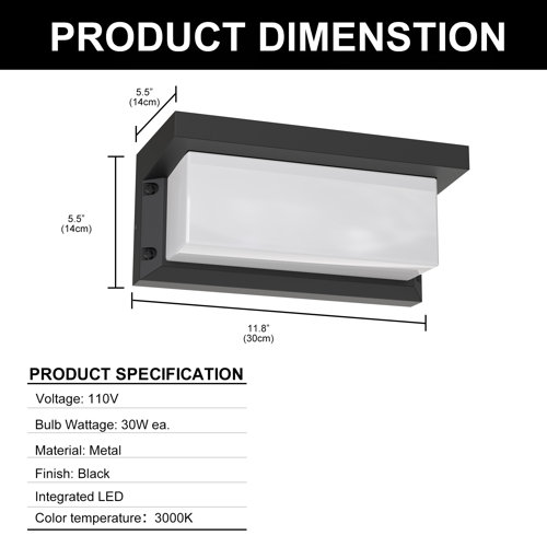 Wrought Studio Chardonnae 30W Aluminum Square/Rectangle LED Outdoor Wall Light | Wayfair